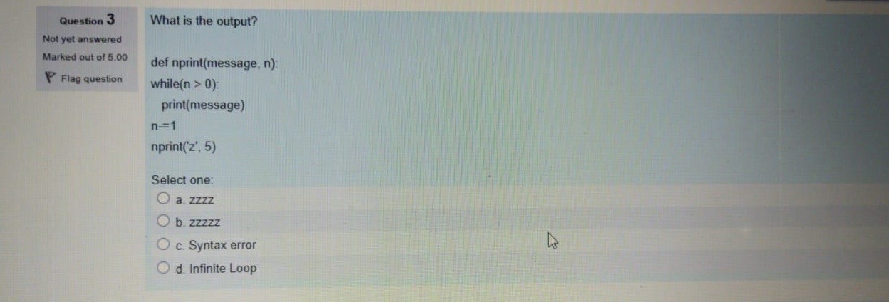 Solved Question 3Not yel answeredMarked out of 5.00Flag | Chegg.com