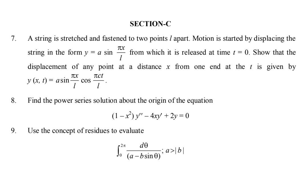 Solved SECTION-C 7. TOX A string is stretched and fastened | Chegg.com