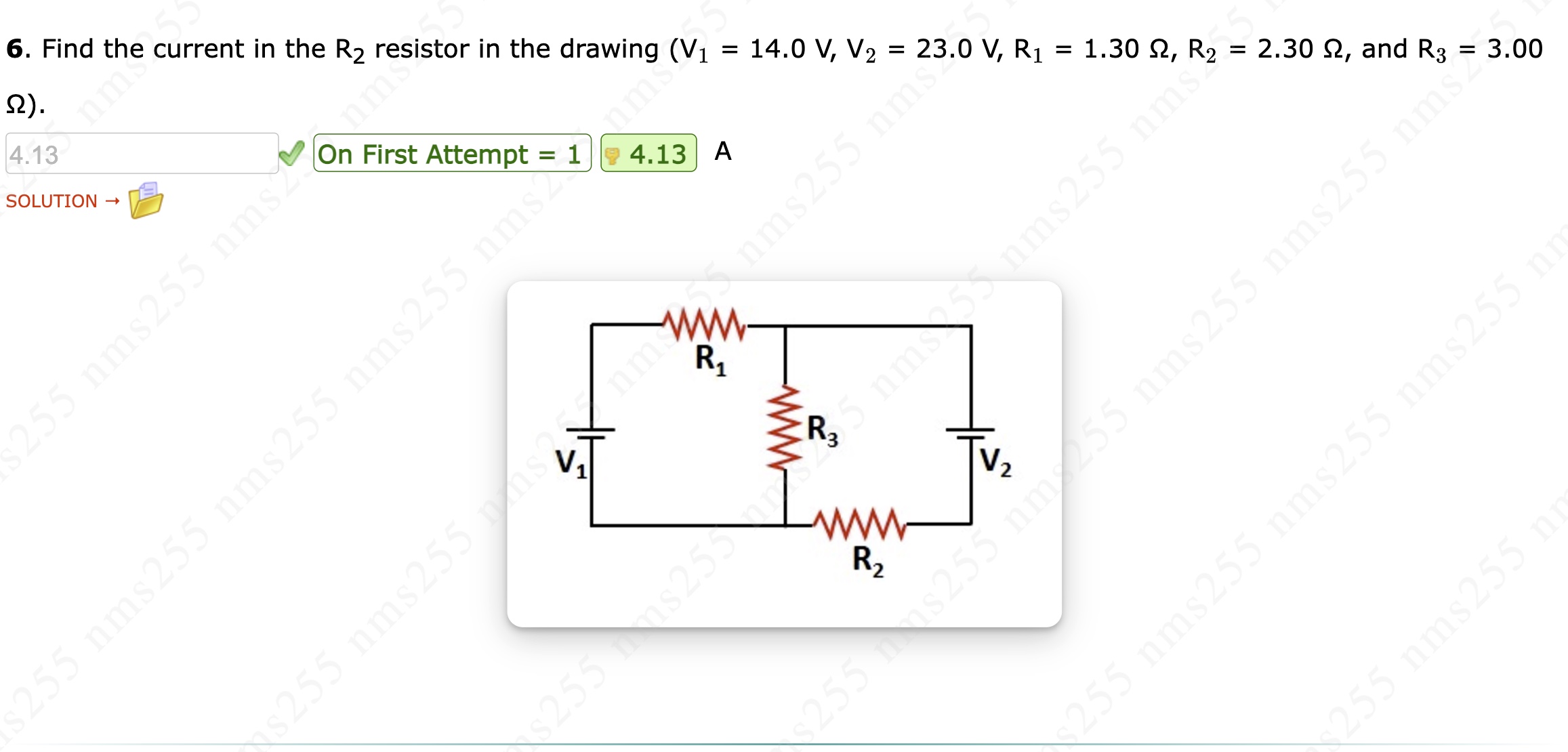 [Solved]: Find the current in the R_(2) resistor in the draw