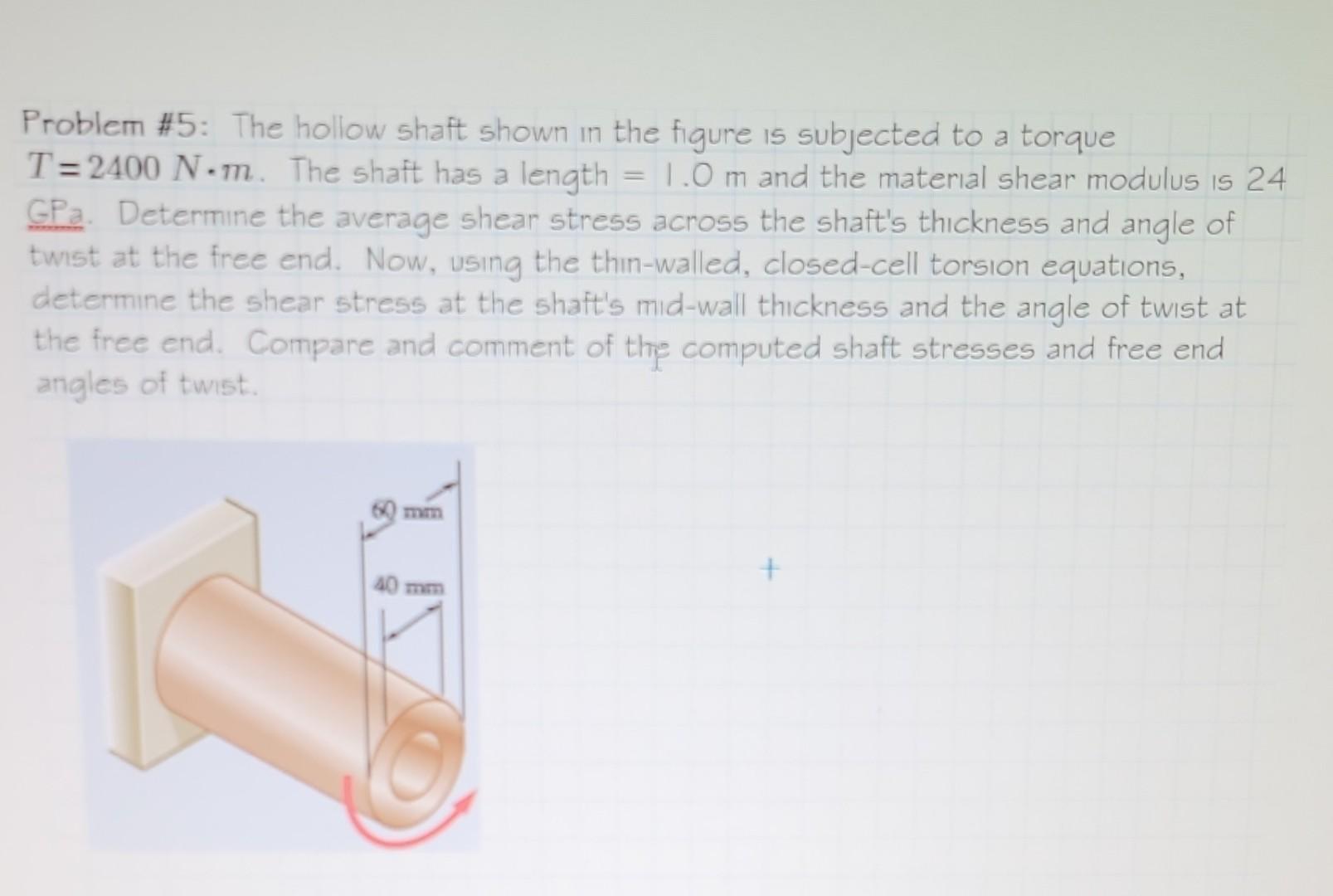 Solved Problem \#5: The hollow shaft shown in the figure is | Chegg.com