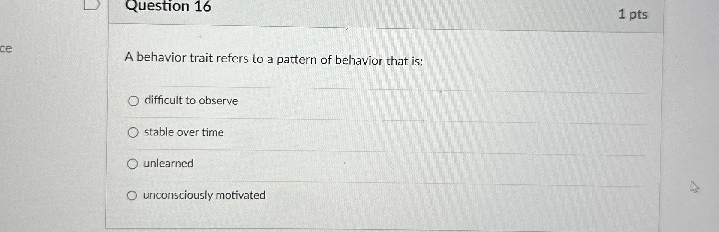 Solved A behavior trait refers to a pattern of behavior that | Chegg.com