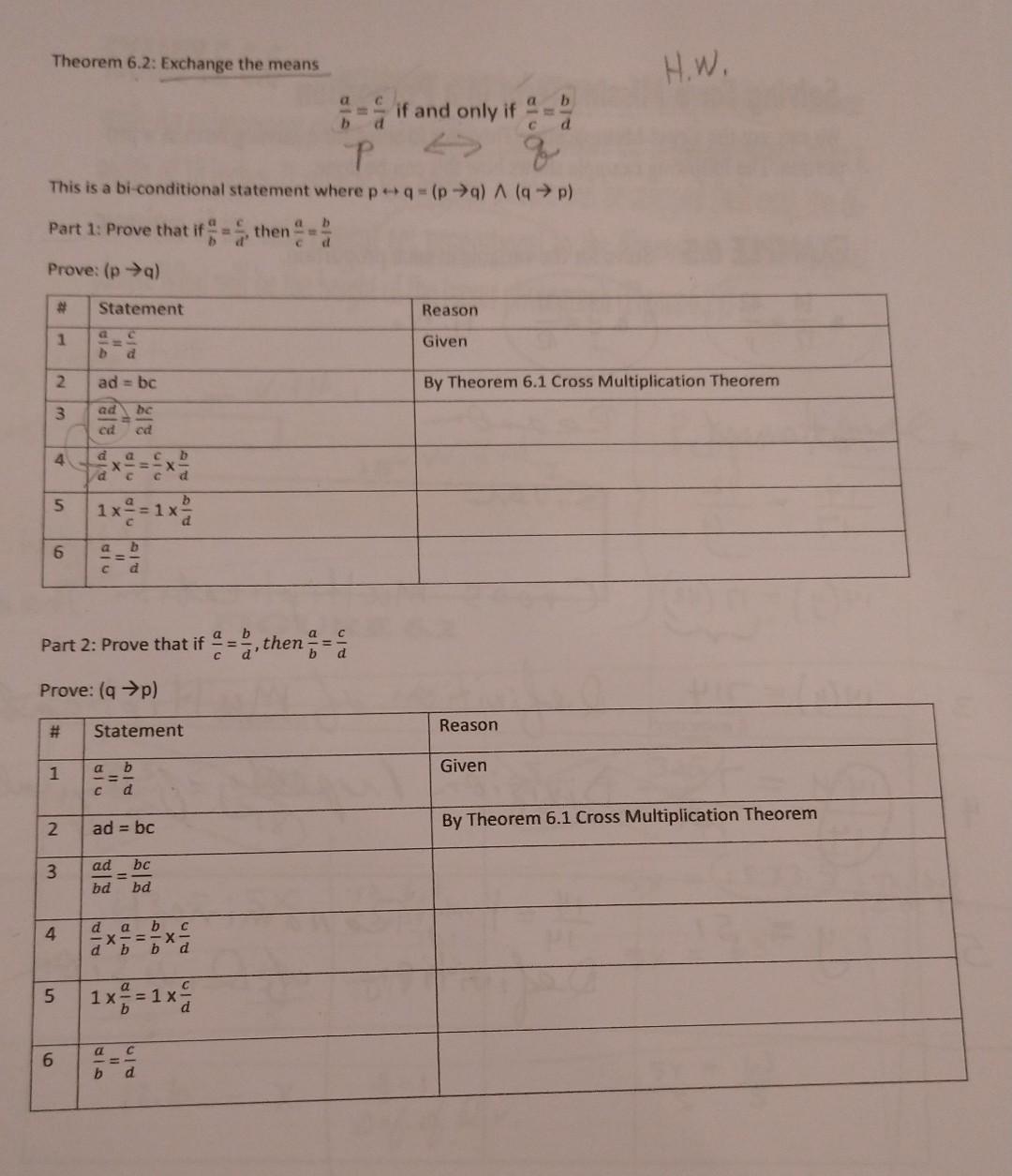 Solved Theorem 6.2: Exchange the means ba=dc if and only if | Chegg.com