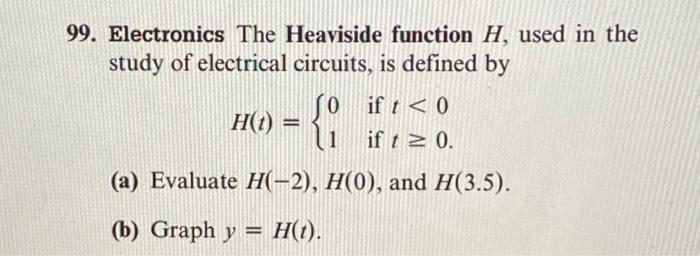 Solved 99. Electronics The Heaviside function H, used in the | Chegg.com