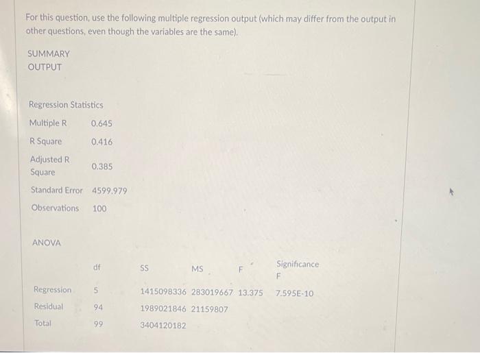 Solved For this question, use the following multiple | Chegg.com