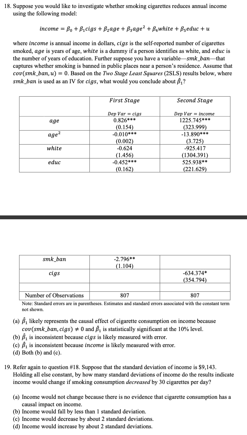 Solved Which of these two econometrics multiple choice | Chegg.com