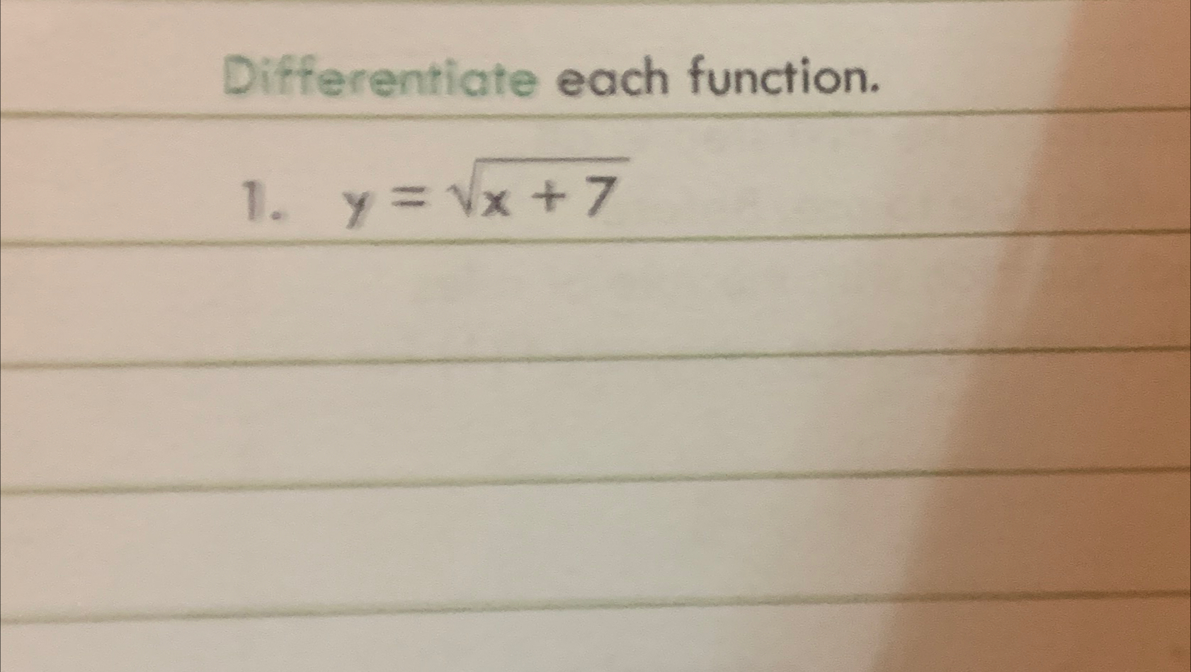 Solved Differentiate each function.y=x+72 | Chegg.com