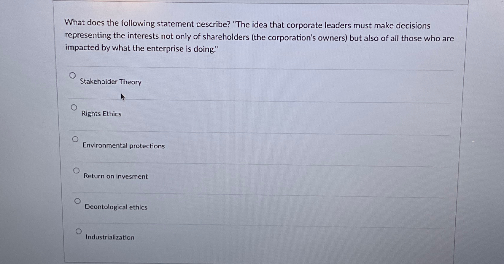 Solved What does the following statement describe? "The idea | Chegg.com