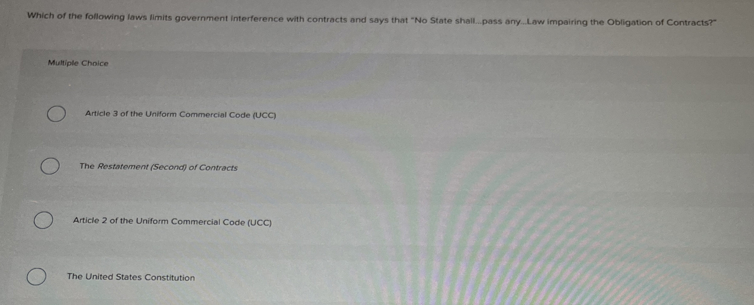 Solved Which of the following laws fimits government | Chegg.com