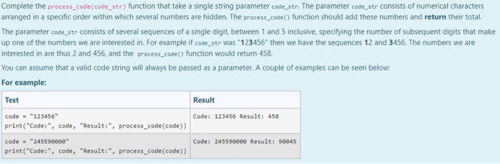 Solved Complete the process_code(code_str) function that | Chegg.com