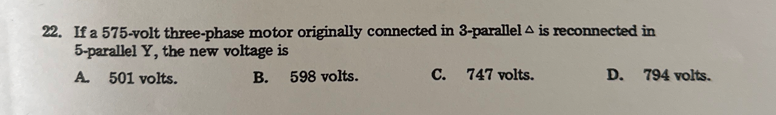 Solved If a 575-volt three-phase motor originally connected | Chegg.com