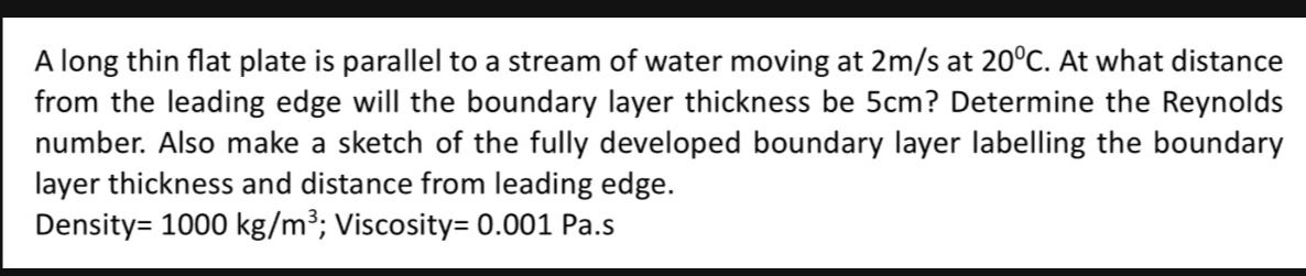 Solved A long thin flat plate is parallel to a stream of | Chegg.com