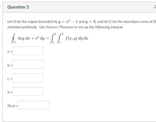 Solved Let D be the region bounded by y=x2−1 and y=3, and | Chegg.com