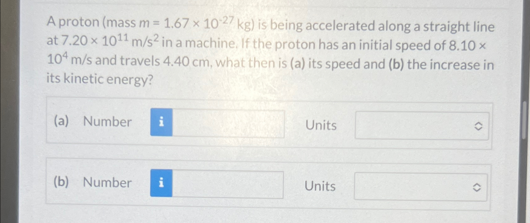 Solved A proton (mass m=1.67×10-27kg ) ﻿is being accelerated | Chegg.com