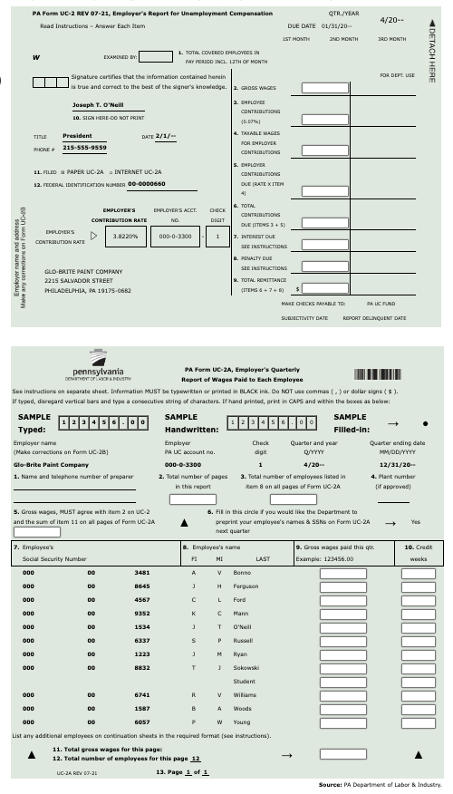 Prepare the fourth quarter's Form UC-2, ﻿Employer's | Chegg.com