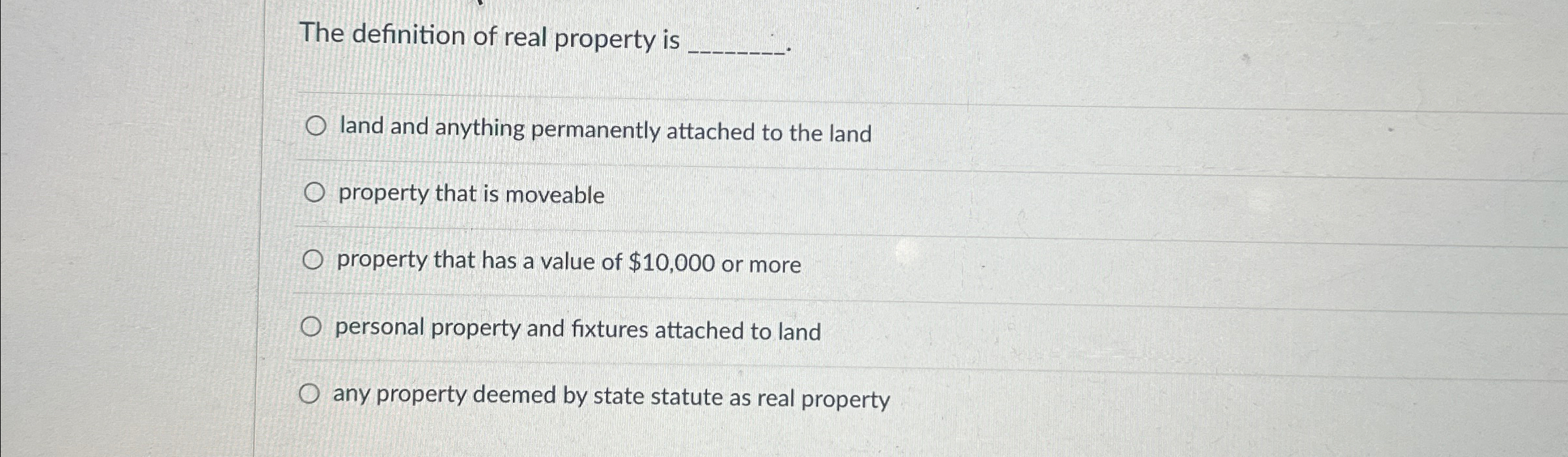 Solved The definition of real property island and anything | Chegg.com