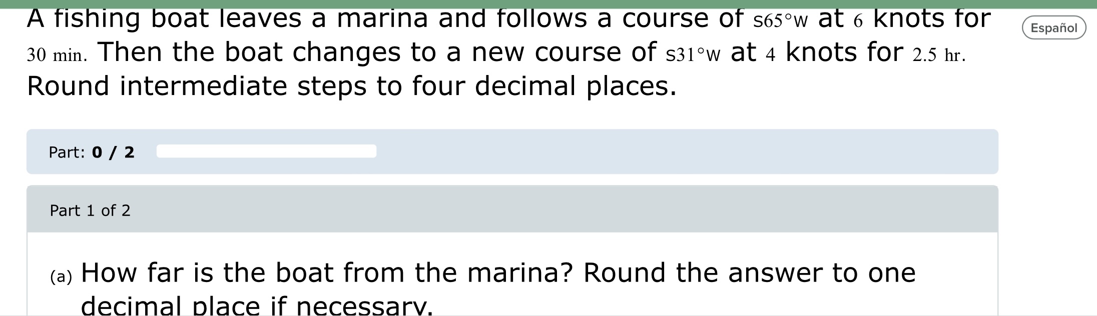Solved A fishing boat leaves a marina and follows a course | Chegg.com