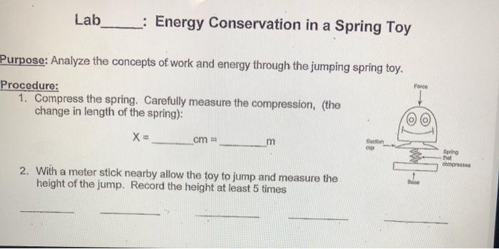 Solved Lab : Energy Conservation in a Spring Toy Purpose: | Chegg.com
