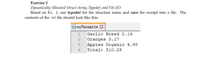 Solved Exercise 1 Dynamically Allocated Struct Array You | Chegg.com