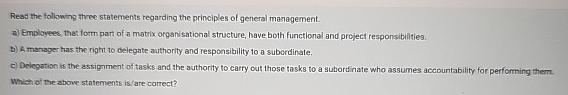 Solved Read the following three statements regarding the | Chegg.com