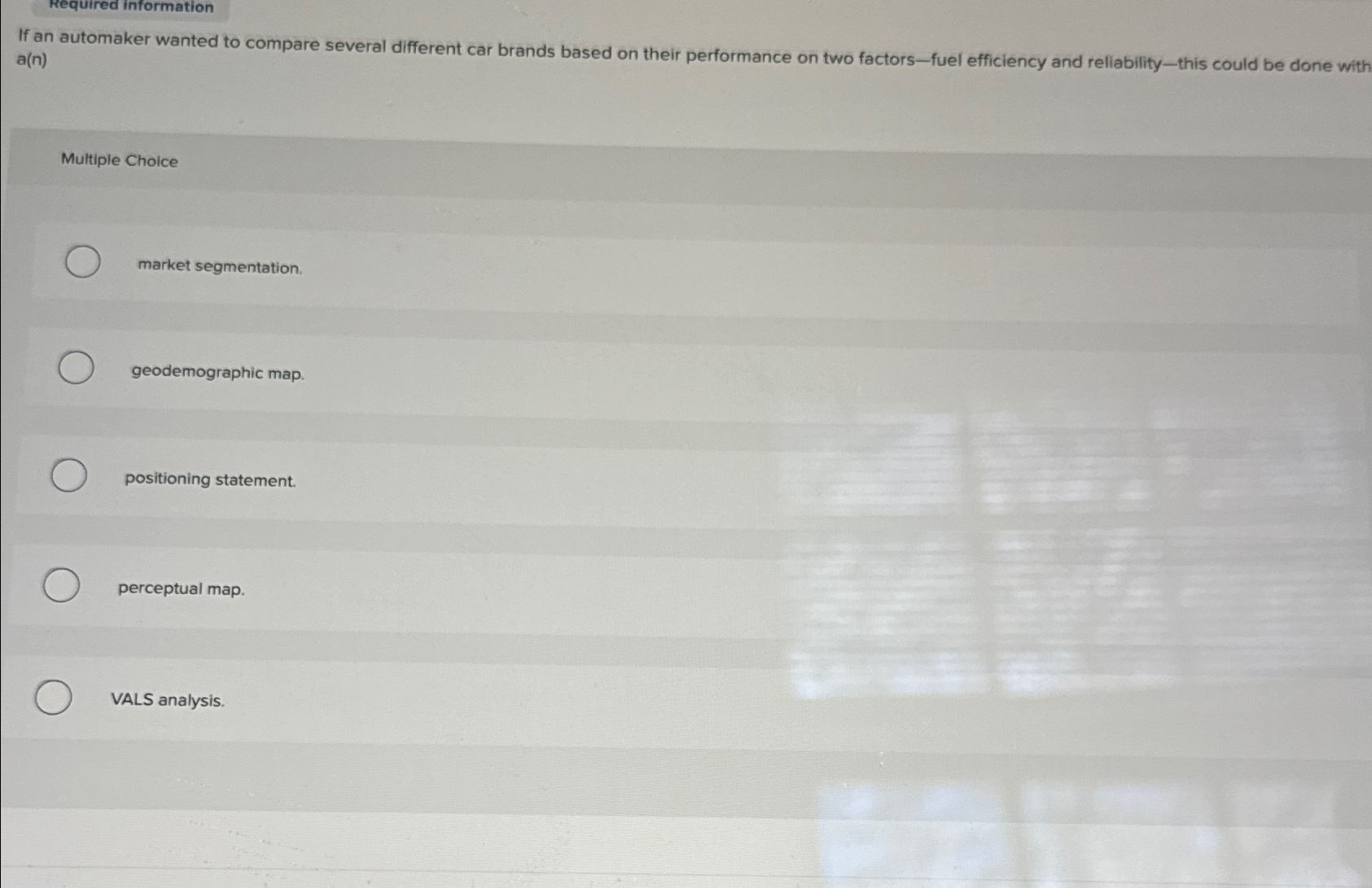 Solved Required informationIf an automaker wanted to compare | Chegg.com