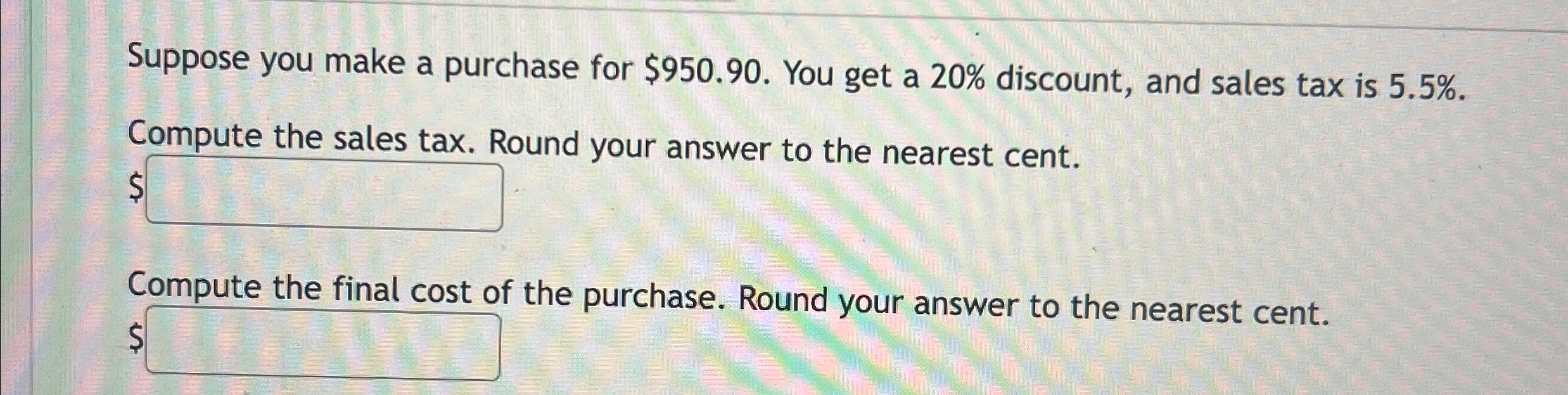 Solved Suppose you make a purchase for $950.90. ﻿You get a | Chegg.com