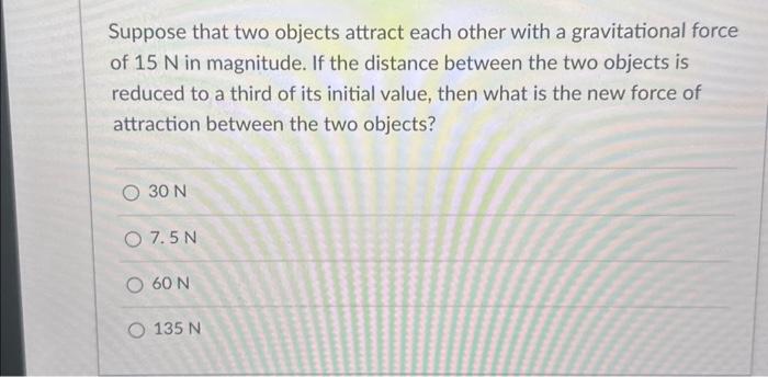 Solved Suppose that two objects attract each other with a | Chegg.com