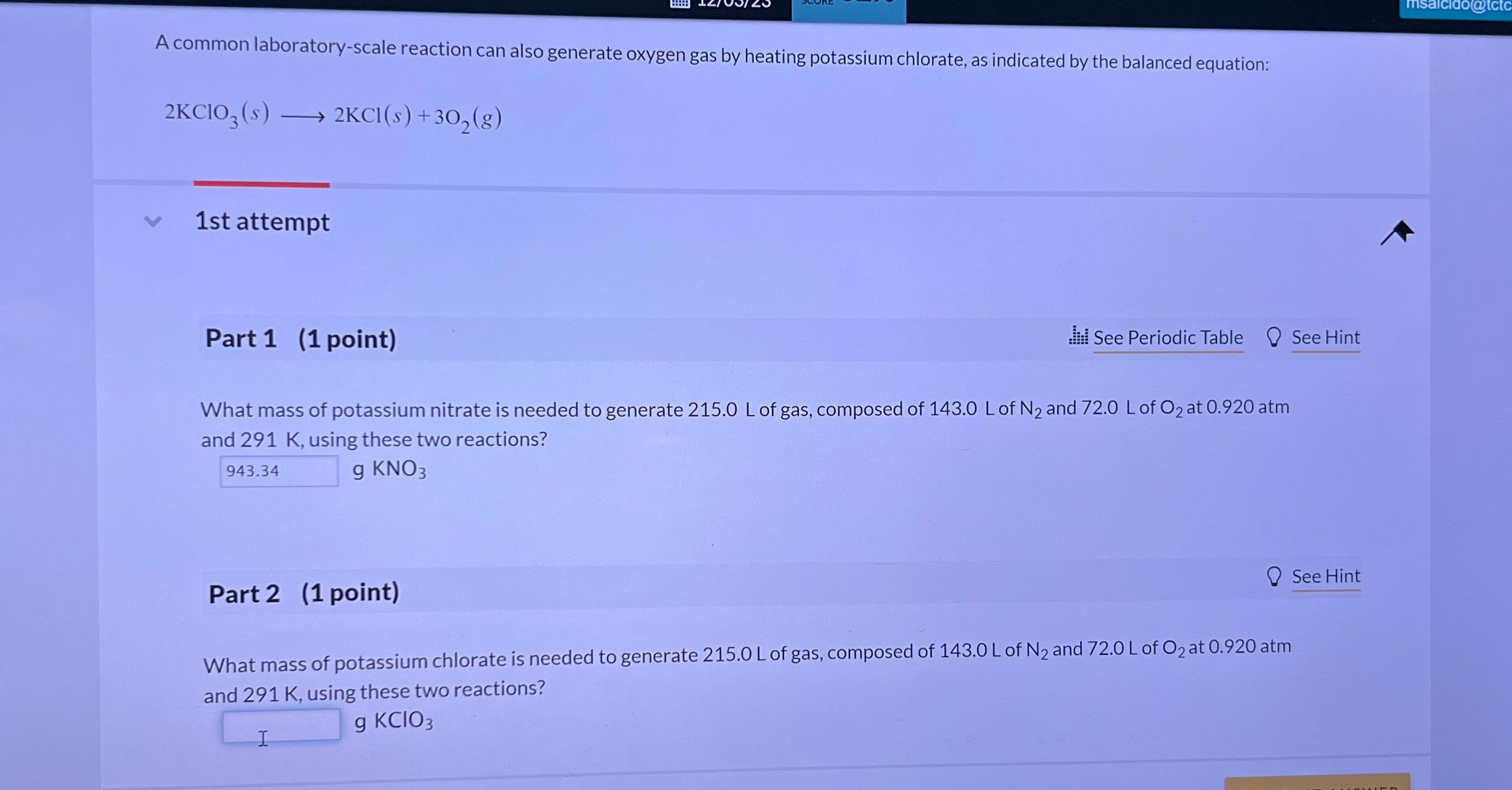 Solved A common laboratory-scale reaction can also generate | Chegg.com