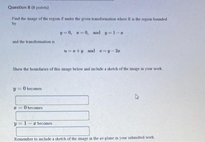 Solved Find the image of the region R under the given | Chegg.com