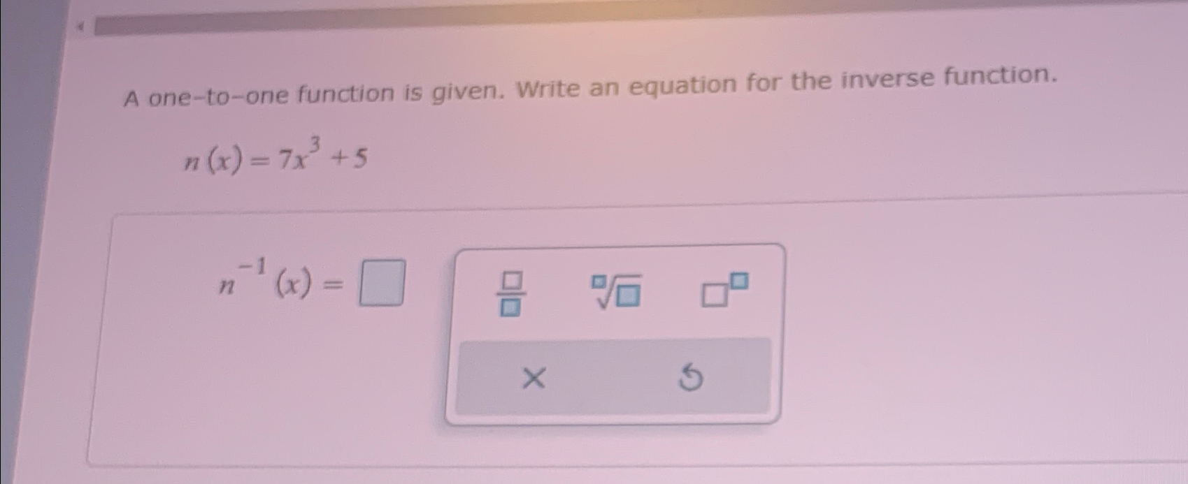 Solved A one-to-one function is given. Write an equation for | Chegg.com