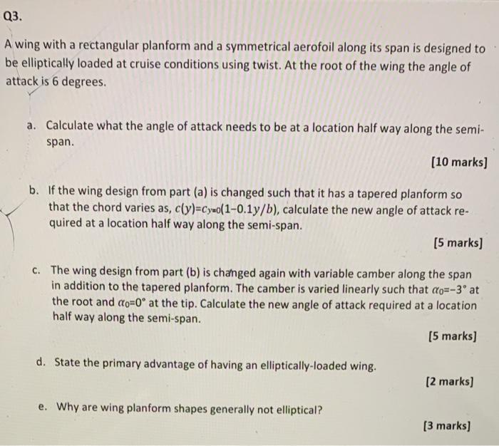 Solved Q3. . A wing with a rectangular planform and a | Chegg.com