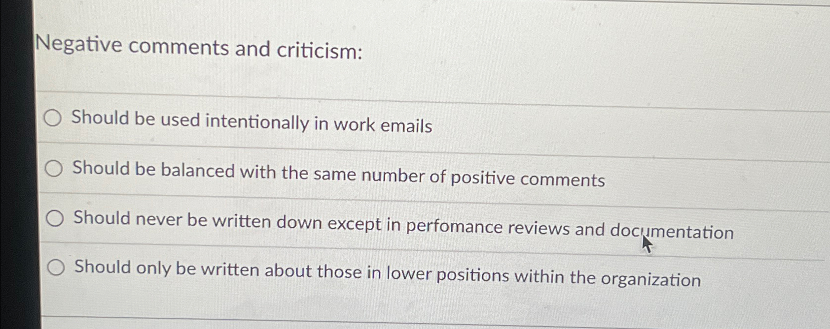 Solved Negative comments and criticism:Should be used | Chegg.com