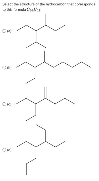 Solved Select the structure of the hydrocarbon that | Chegg.com