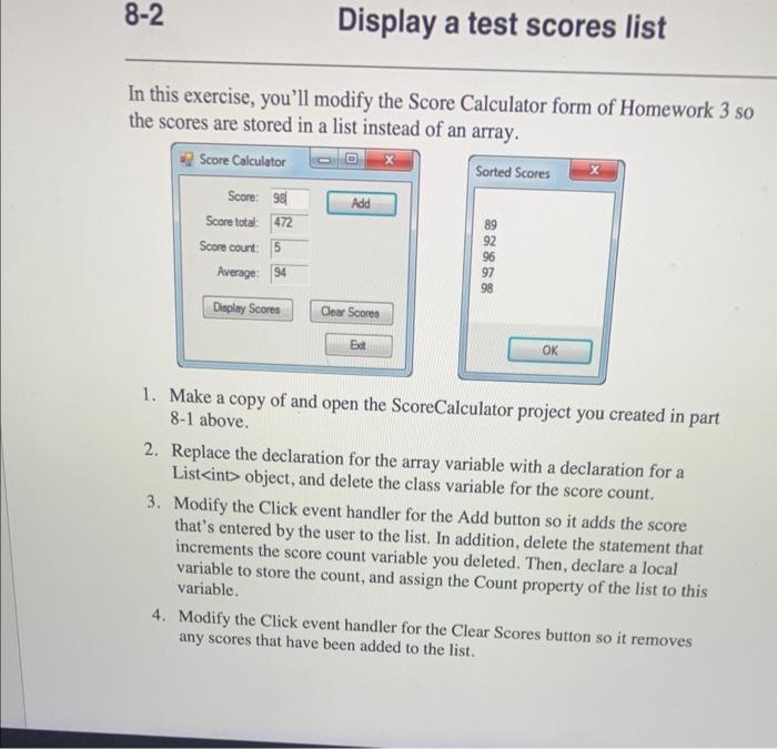 Solved In this exercise, you'll modify the Score Calculator | Chegg.com