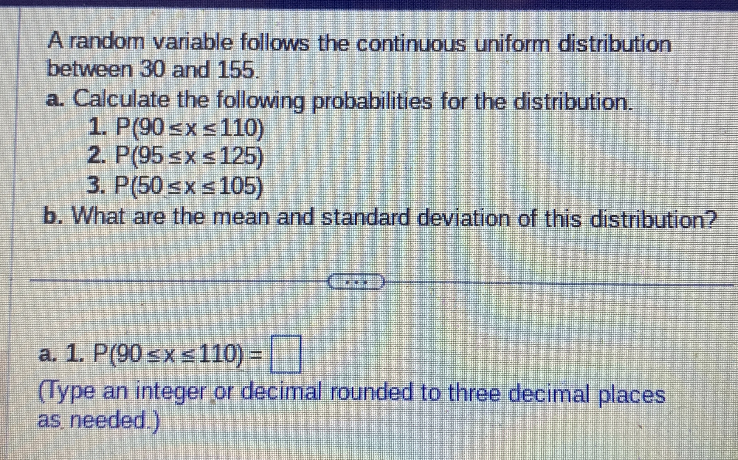 Solved A random variable follows the continuous uniform | Chegg.com