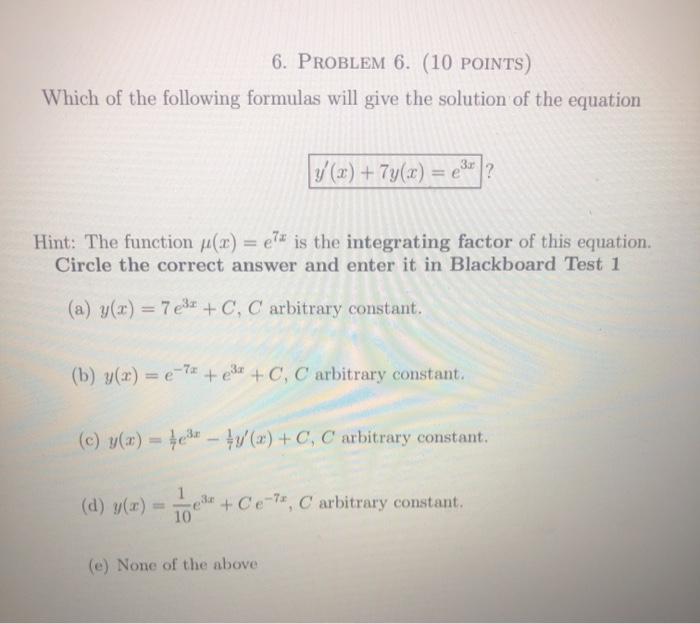 Solved 6 Problem 6 10 Points Which Of The Following 
