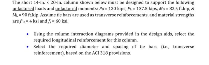 Solved The short 14 -in. ×20-in. column shown below must be | Chegg.com