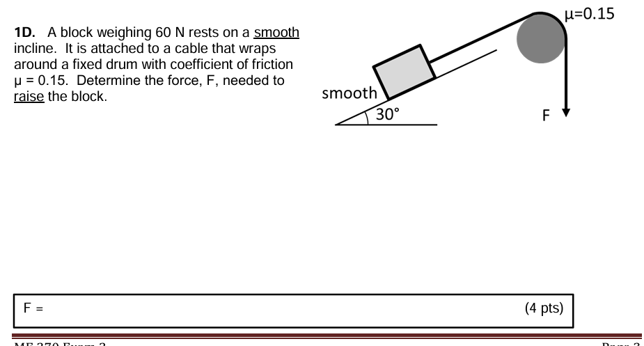 Solved 1D. ﻿A block weighing 60 ﻿N rests on a smooth | Chegg.com