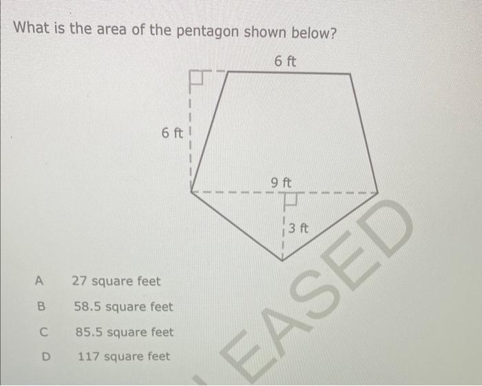Solved What is the area of the pentagon shown below? A 27 | Chegg.com