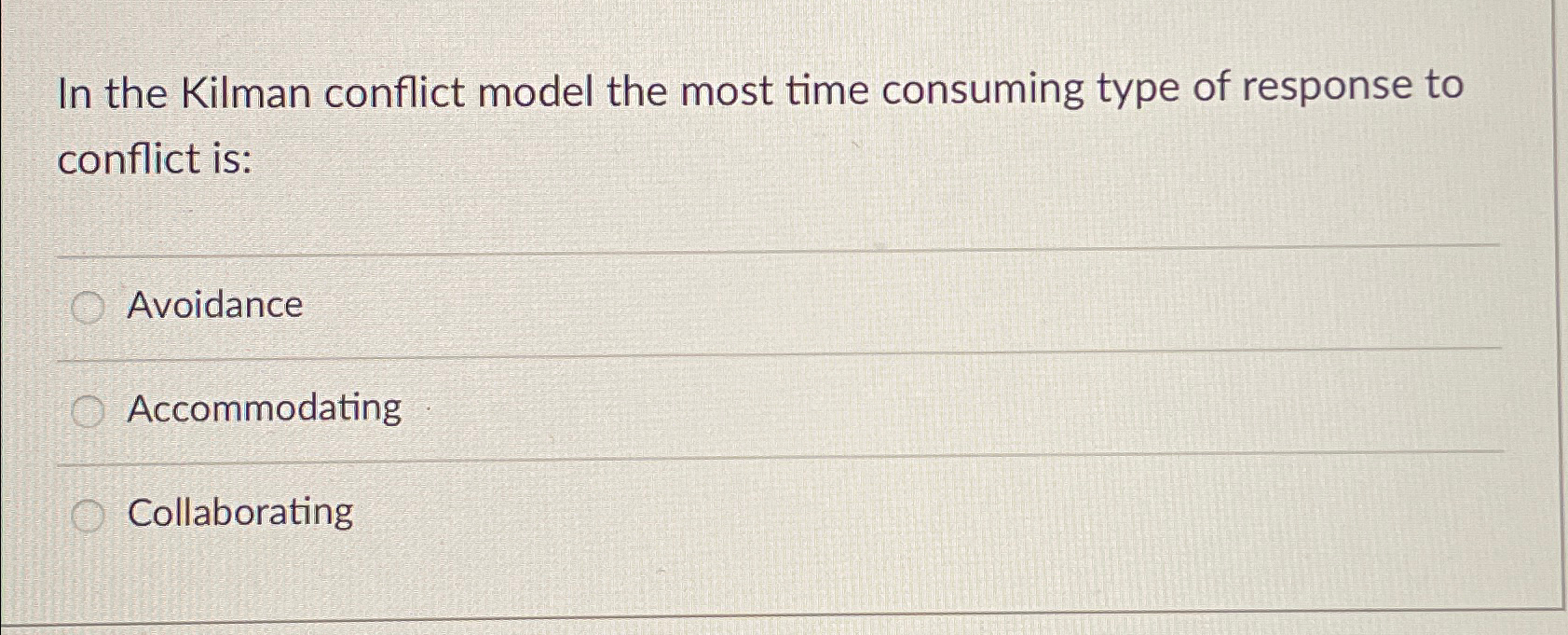 Solved In the Kilman conflict model the most time consuming | Chegg.com