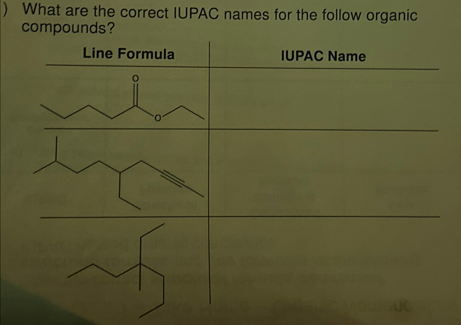Solved What are the correct IUPAC names for the follow | Chegg.com