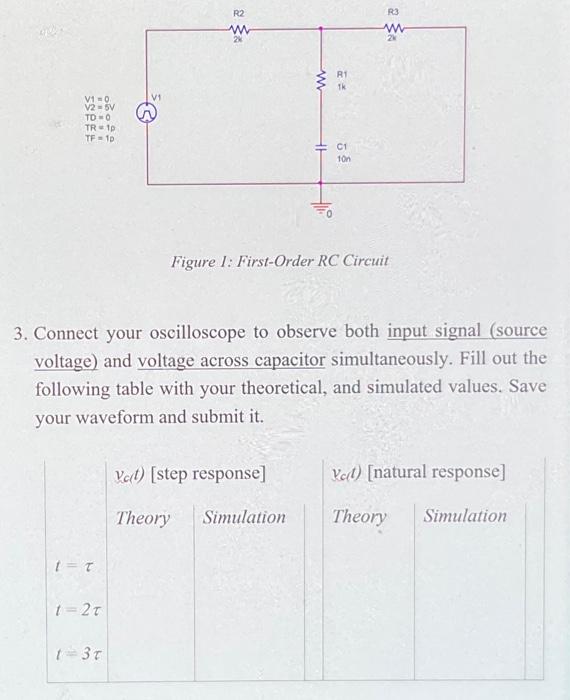 Solved Figure 1: First-Order RC Circuit 3. Connect your | Chegg.com
