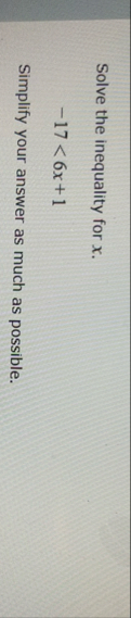 Solved Solve the inequality for x.-17