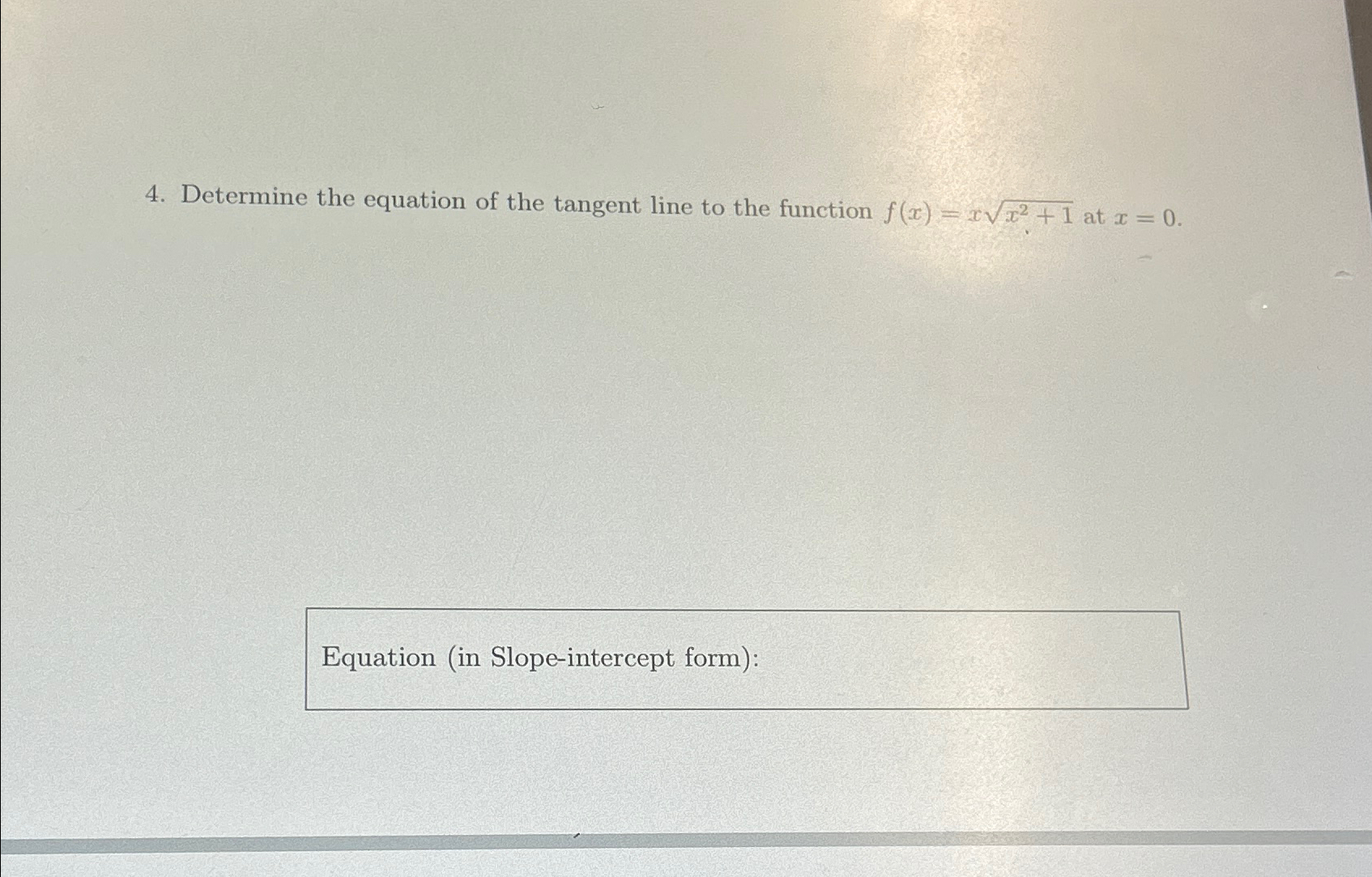 Solved Determine the equation of the tangent line to the | Chegg.com
