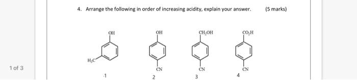 Solved 4. Arrange the following in order of increasing | Chegg.com
