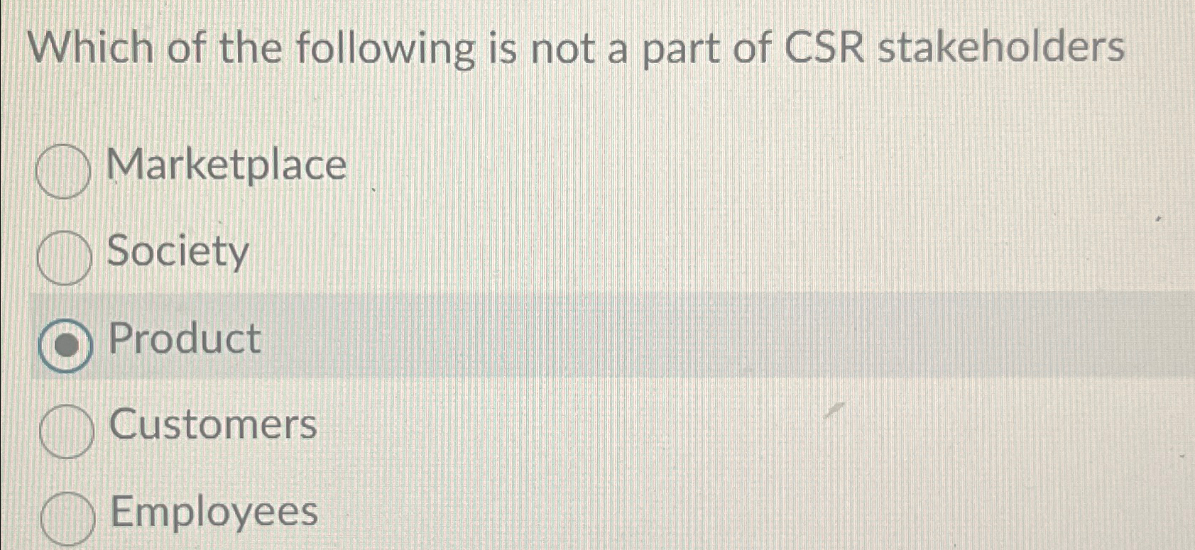 Solved Which of the following is not a part of CSR | Chegg.com