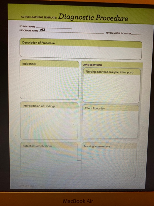 Solved ACTIVE LEARNING TEMPLATE: Diagnostic Procedure | Chegg.com