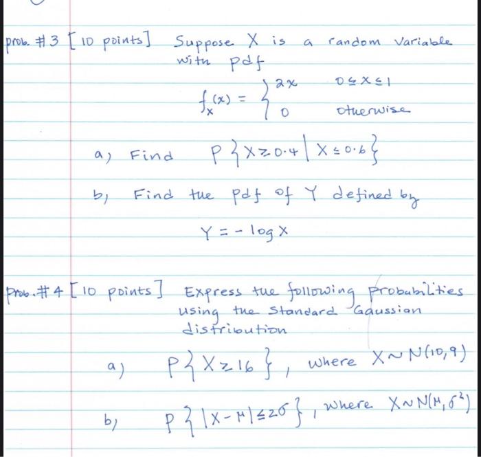 Solved prob. \#1 [10 points] Suppose the random variable Y | Chegg.com