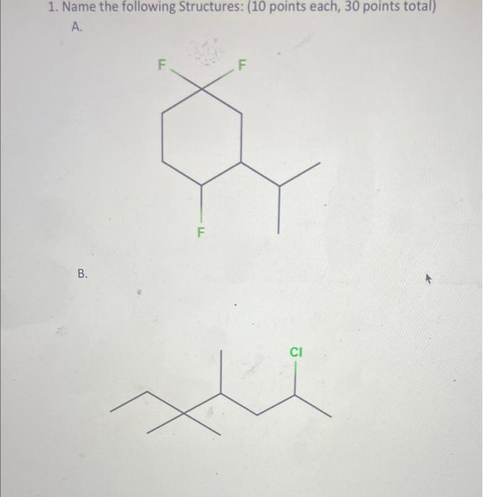 Solved 1. Name the following Structures: ( 10 points each, | Chegg.com