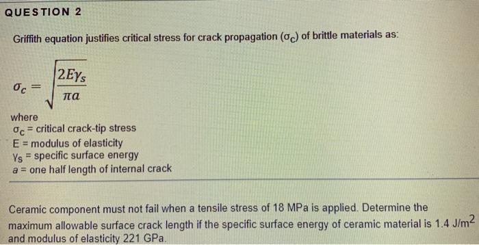 Solved QUESTION 1 Fracture toughness is defined as Kc = | Chegg.com