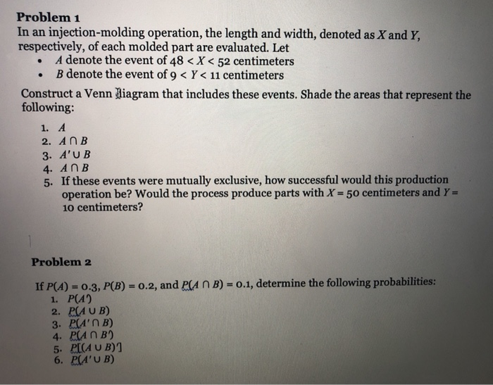 Solved Problem 1 In an injection-molding operation, the | Chegg.com